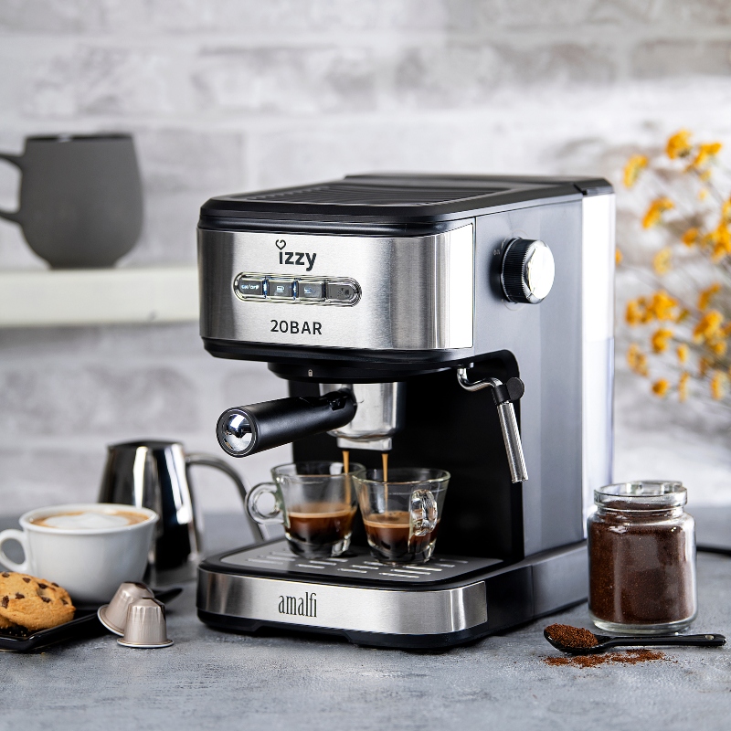 Espresso Machine, Izzy, Amalfi IZ-6004, Black Silver, 20 bar, 1000 W, 1 ...